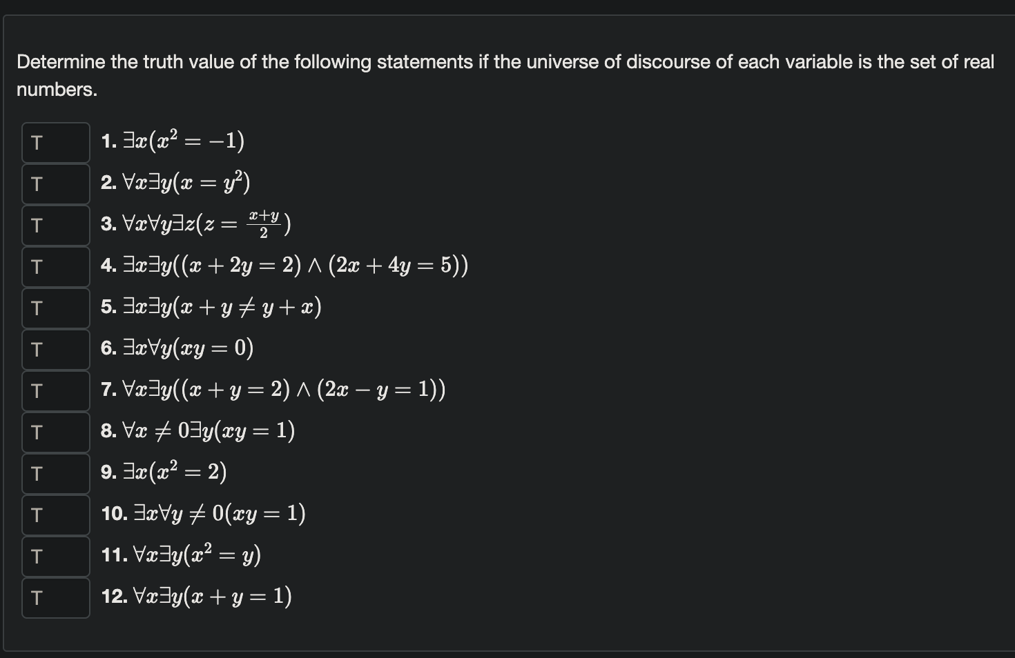 Solved Determine the truth value of the following statements | Chegg.com