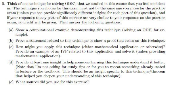 Solved 5. Think of one technique for solving ODE's that we | Chegg.com