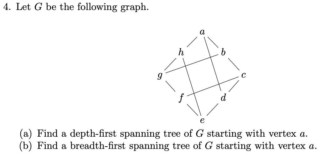 Solved 4. Let G be the following graph. (a) Find a | Chegg.com