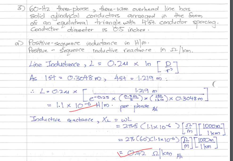 Solved > 3) 60-H2 three-phase three-wire overhead line has | Chegg.com