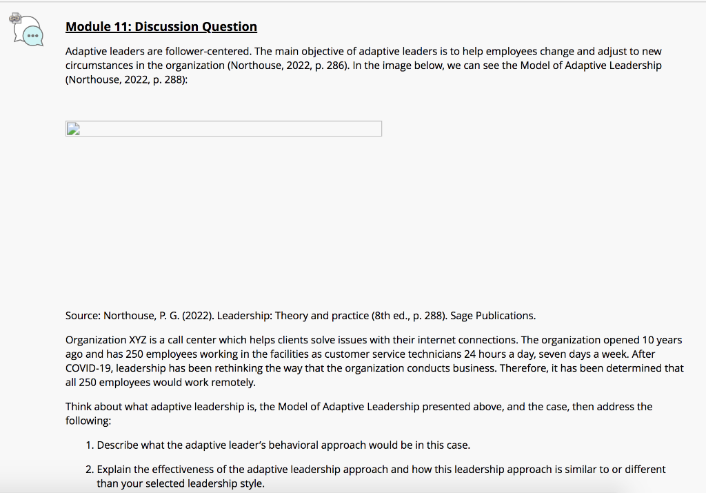 Solved Module 11: Discussion Question ... Adaptive leaders | Chegg.com