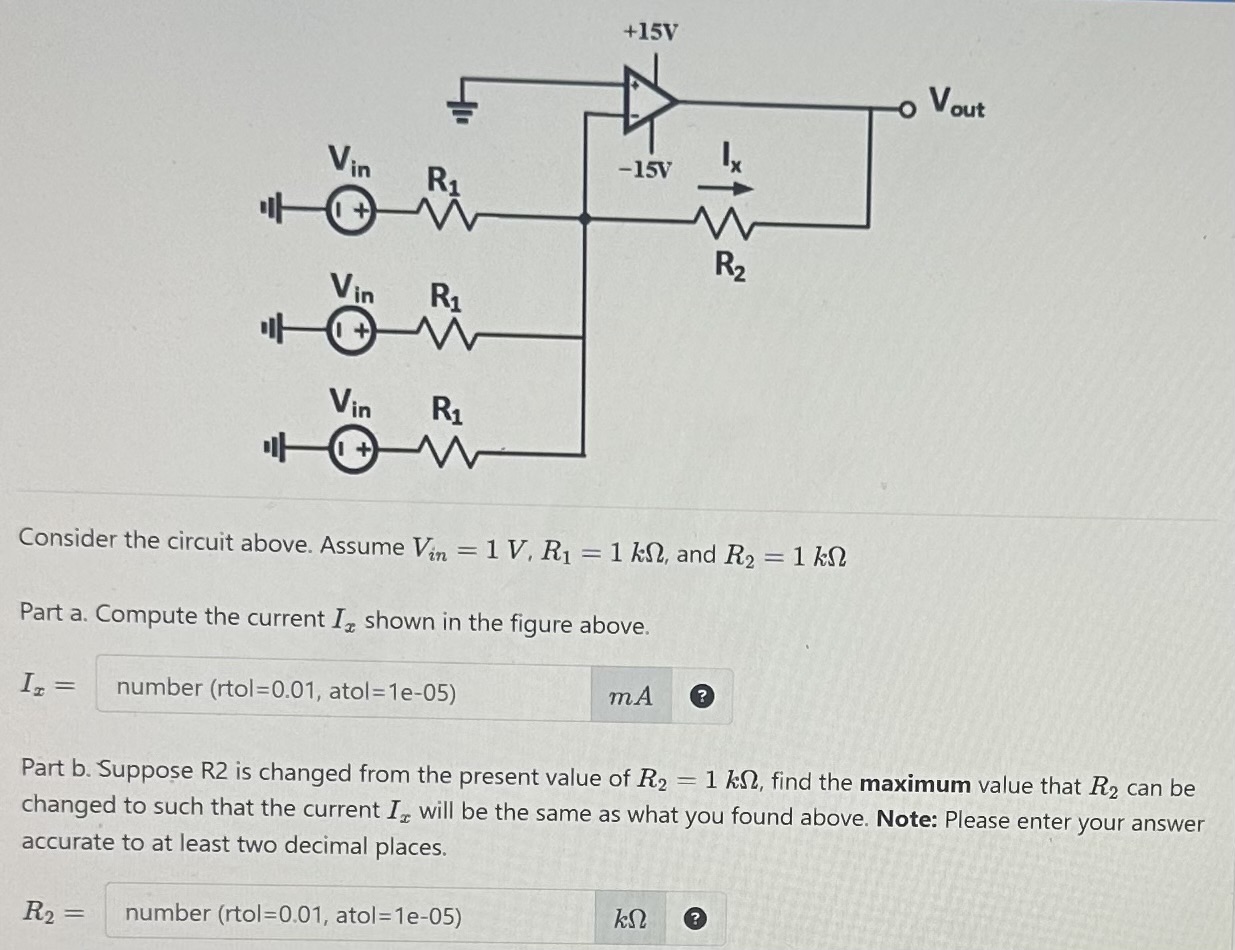 Solved Consider the circuit above. Assume Vin=1 V,R1=1kΩ, | Chegg.com | Chegg.com