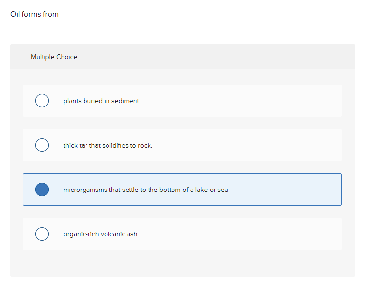 Solved Oil forms fromMultiple Choiceplants buried in | Chegg.com