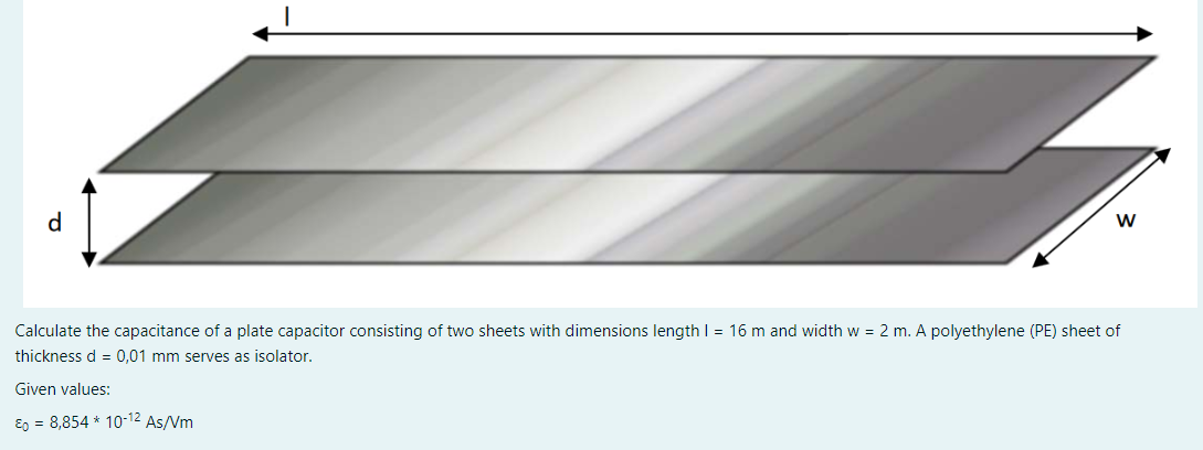 Solved Calculate the capacitance of a plate capacitor | Chegg.com