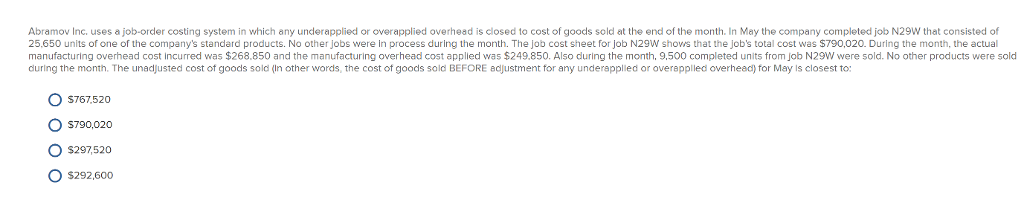 Solved Abramov Inc, uses a job-order costing system in which | Chegg.com
