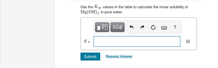 Solved Use the Ksp values in the table to calculate the | Chegg.com