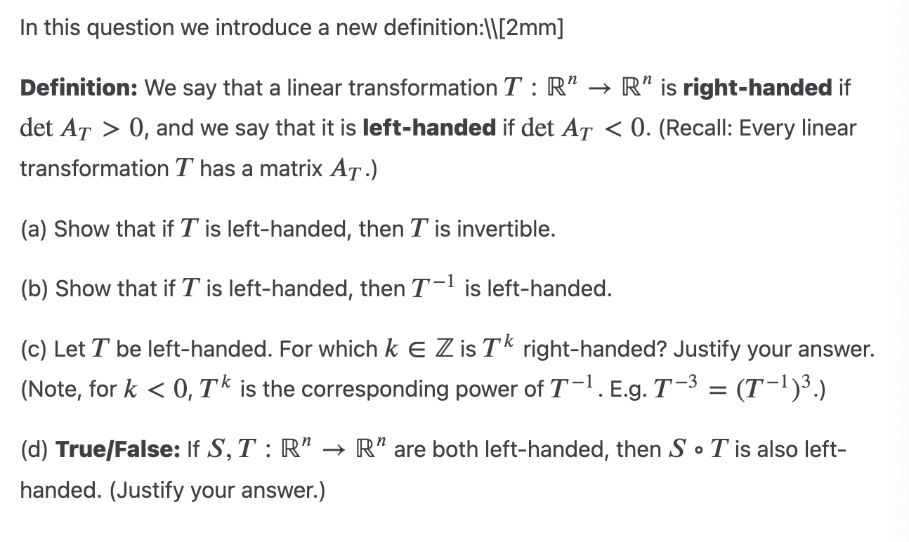 Solved In this question we introduce a new definition: ∥[2 | Chegg.com