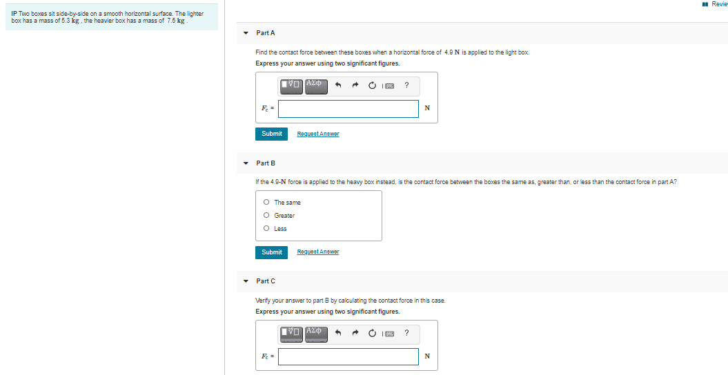 Solved Revie IP Two boxes sit side-by-side on a smooth | Chegg.com