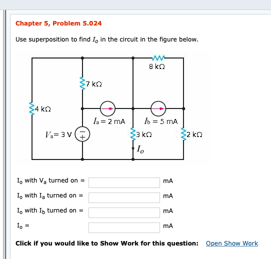 Solved Chapter 5, Problem 5.006 (Circuit Solution) Find Io | Chegg.com