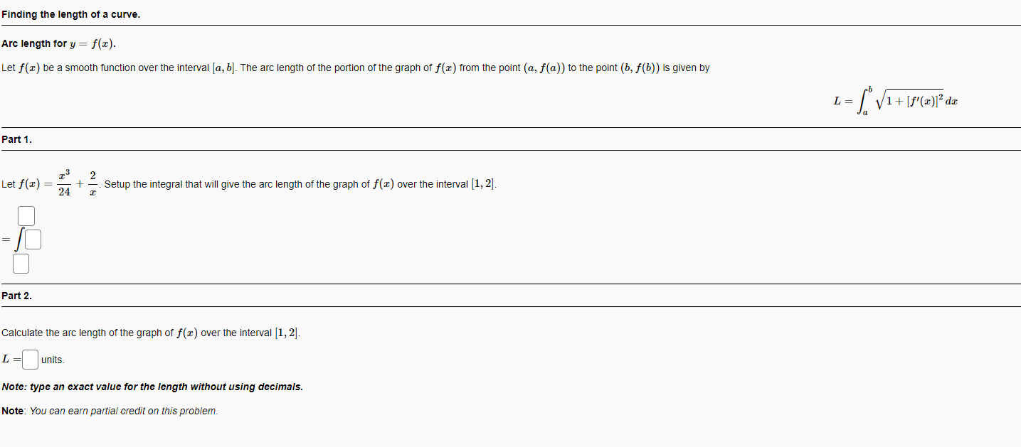 Solved Finding the length of a curve. Arc length for y=f(2). | Chegg.com