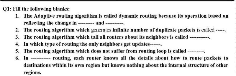 Solved Q1: Fill the following blanks: 1. The Adaptive | Chegg.com