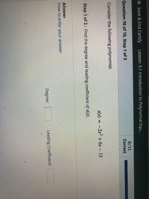 Solved save & End Certify Lesson: 5.1 Introduction to | Chegg.com