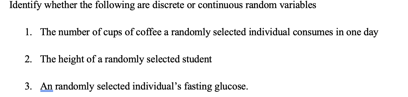 Solved Identify whether the following are discrete or | Chegg.com