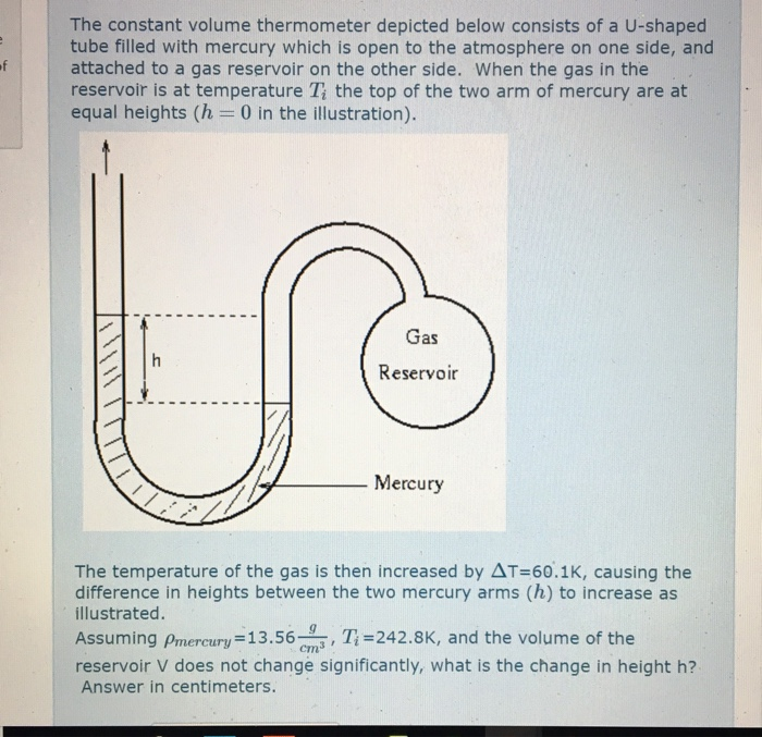 Solved The constant volume thermometer depicted below | Chegg.com