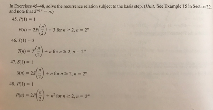 Solved In Exercises 45-48, solve the recurrence relation | Chegg.com