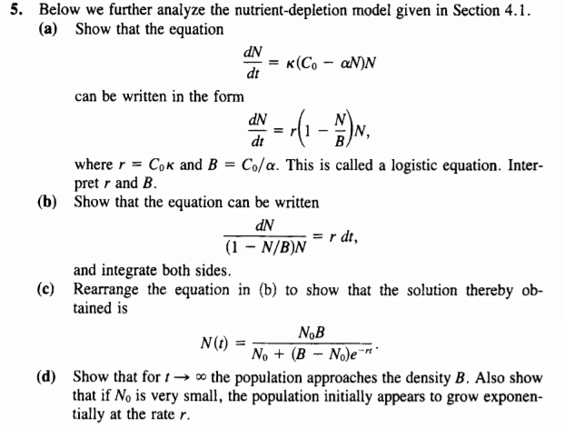 Solved 5. Below we further analyze the nutrient-depletion | Chegg.com