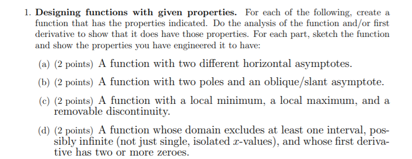 Solved 1. Designing functions with given properties. For | Chegg.com