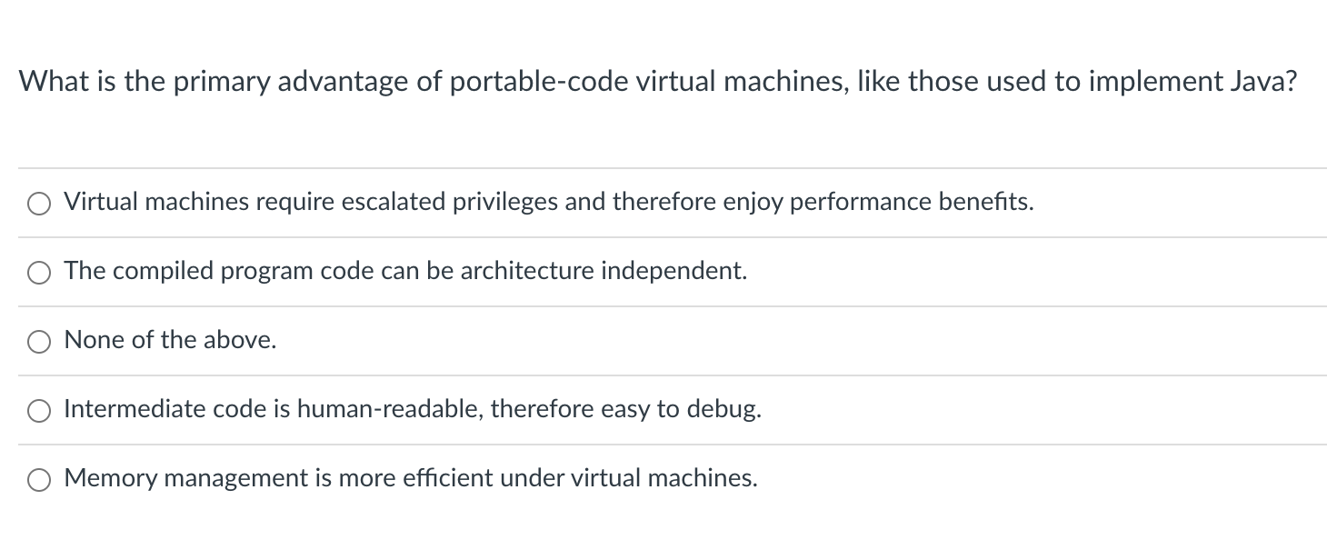 Solved What is the primary advantage of portable-code | Chegg.com