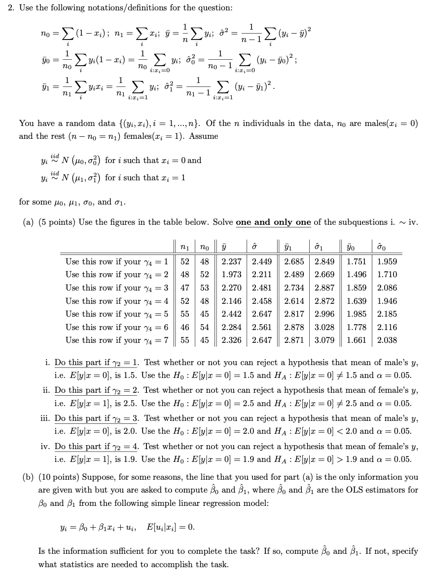 Solved 2. Use the following notations/definitions for the | Chegg.com