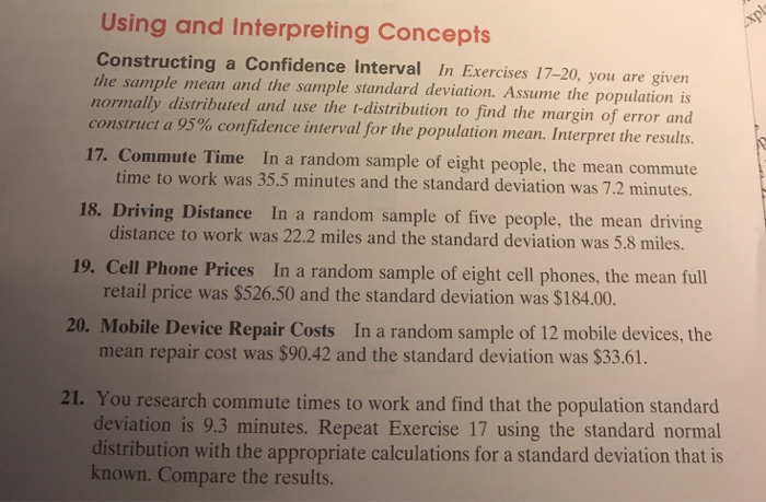 Solved Using and Interpreting Concepts Constructing a | Chegg.com