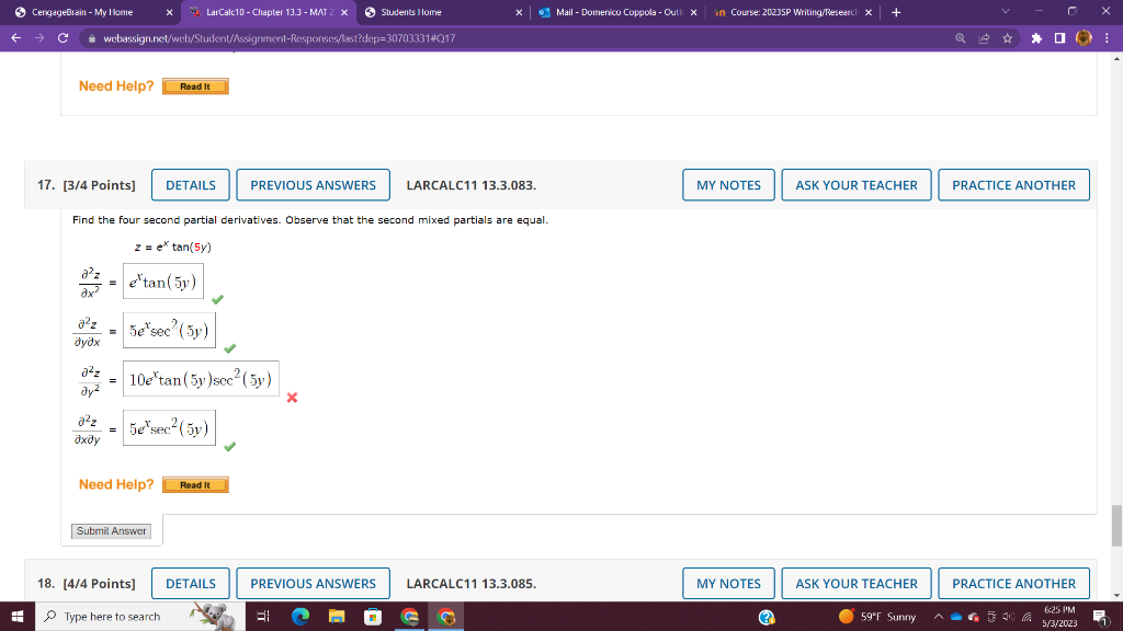 Solved Find The Four Second Partial Derivatives Observe 8379
