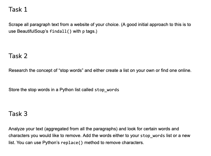 Solved Scrape all paragraph text from a website of your | Chegg.com