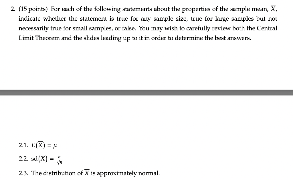 Solved 2. (15 points) For each of the following statements | Chegg.com