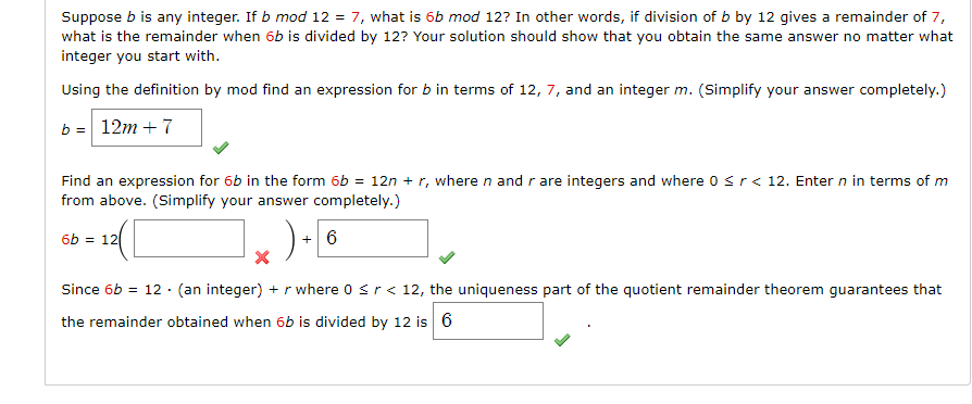 Solved Suppose B Is Any Integer If B Mod 12 7 What Is 6b 3450