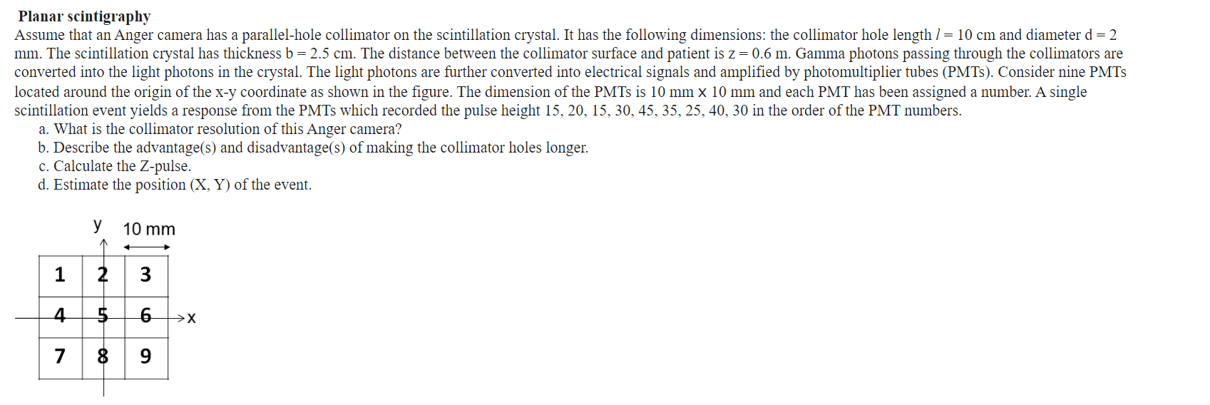 Solved Planar scintigraphy Assume that an Anger camera has a | Chegg.com