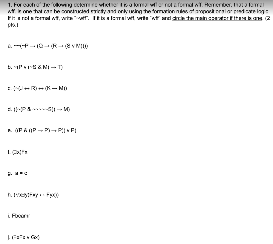 Solved 1. For each of the following determine whether it is | Chegg.com