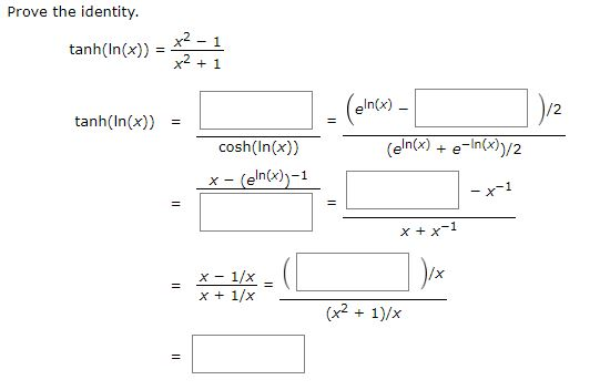 Solved Prove the identity. cosh(x) sinh(x) ex + | Chegg.com Solved Prove the identity. cosh(x) sinh(x) ex + | Chegg.com