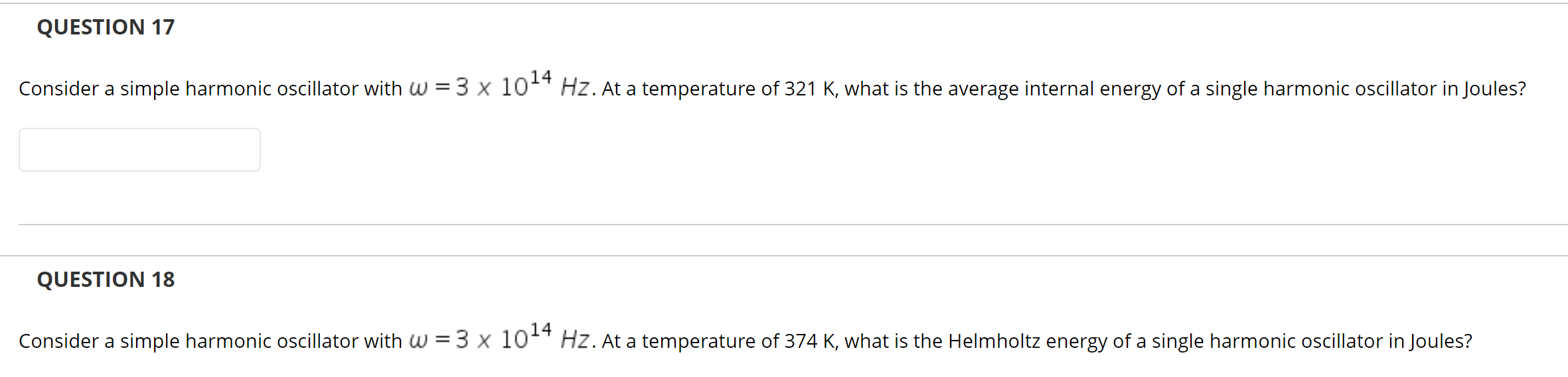 Solved QUESTION 17 Consider a simple harmonic oscillator | Chegg.com