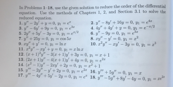 Solved In Problems 1-18, use the given solution to reduce | Chegg.com