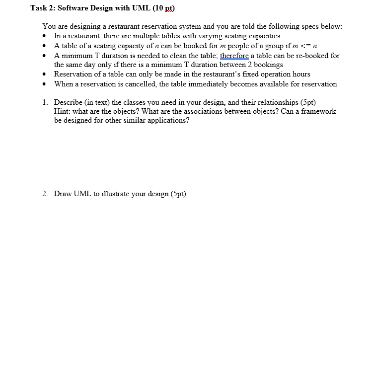 Solved Task 2: Software Design with UML (10 pt) You are | Chegg.com