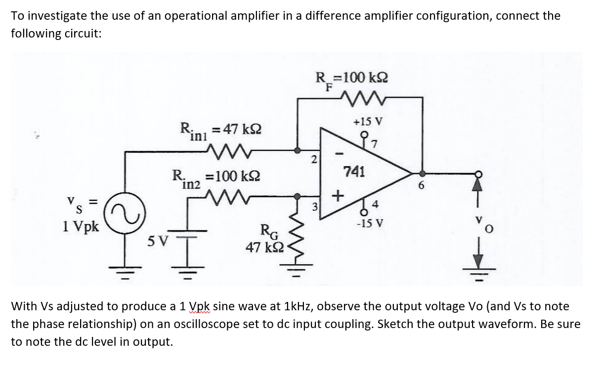 Solved To investigate the use of an operational amplifier in | Chegg.com