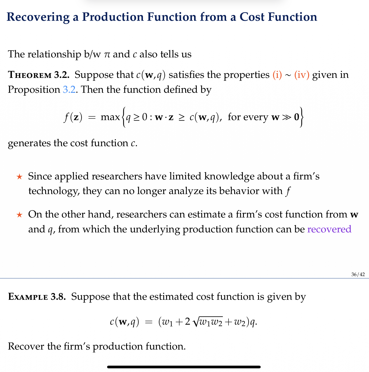 Solved Recovering a Production Function from a Cost Function | Chegg.com