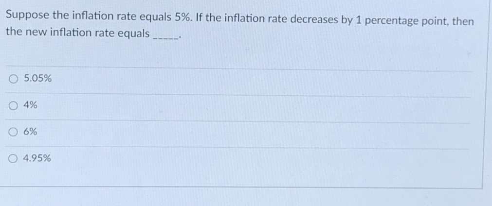 Solved Suppose the inflation rate equals 5%. If the | Chegg.com