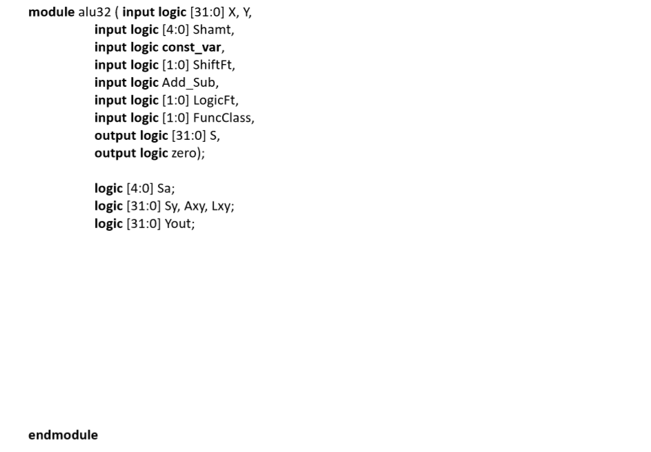 (a) complete the 32 bit alu code(verilog) (b) | Chegg.com