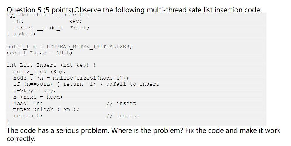 Solved Question 5 (5 points).Observe the following | Chegg.com