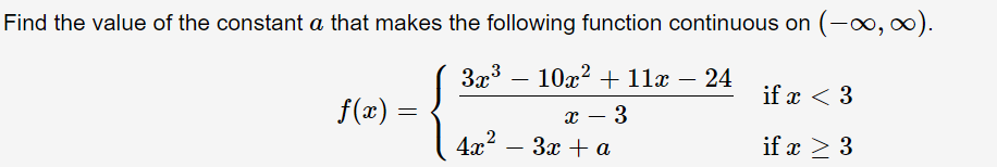 Solved Find the value of the constant a that makes the | Chegg.com