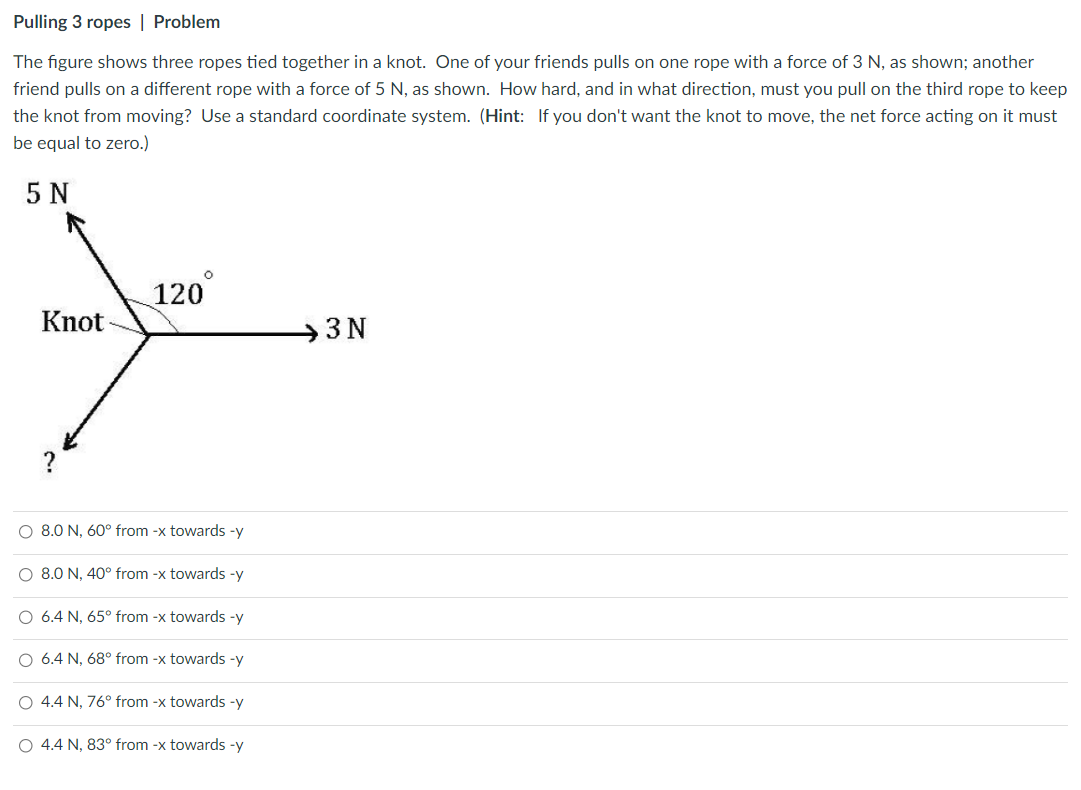 Solved Pulling 3 ropes | Problem The figure shows three | Chegg.com