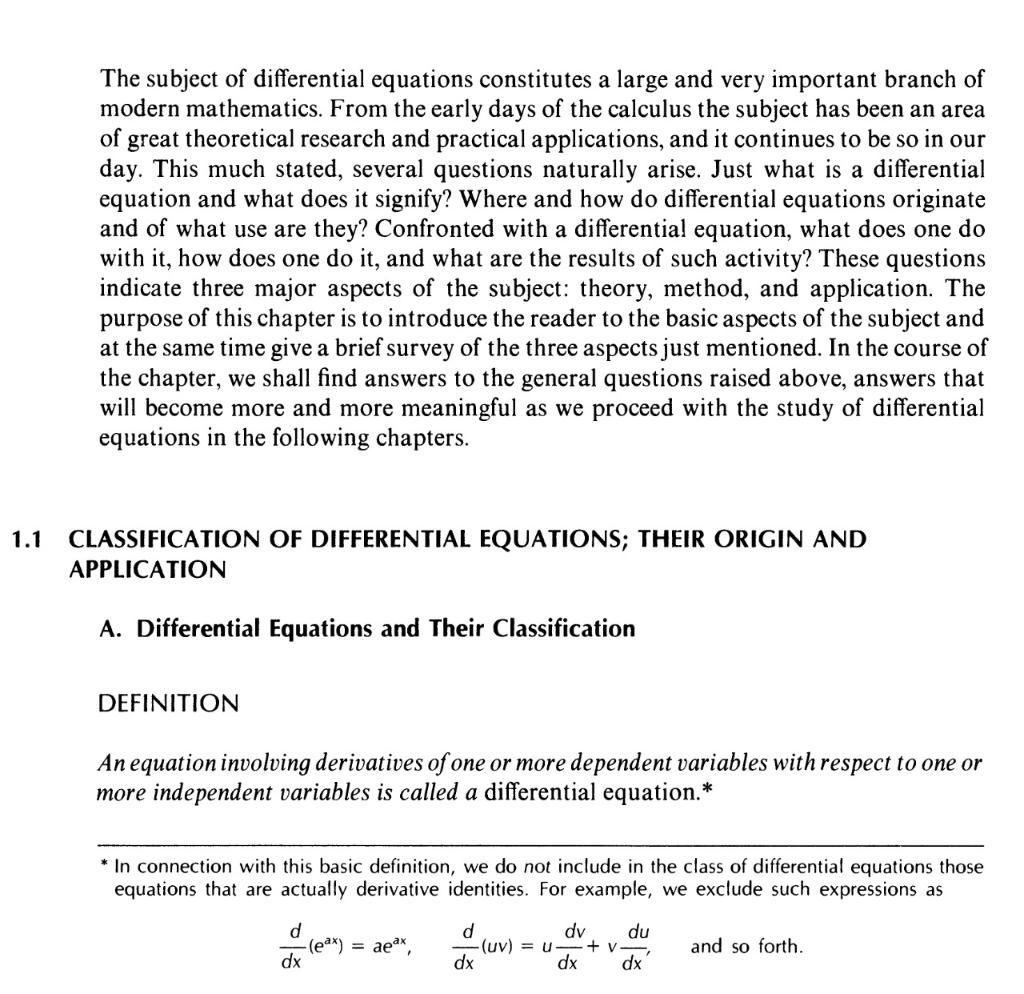 Solved The subject of differential equations constitutes a | Chegg.com