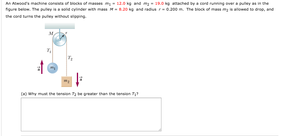 Solved An Atwood's machine consists of blocks of masses m1 = | Chegg.com