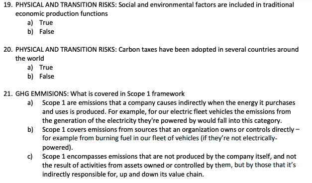 Solved 19. PHYSICAL AND TRANSITION RISKS: Social and | Chegg.com