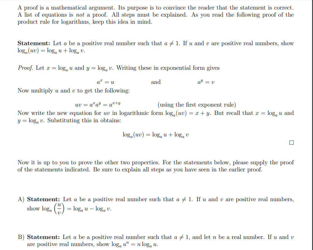 Solved A proof is a mathematical argument. Its purpose is to | Chegg.com
