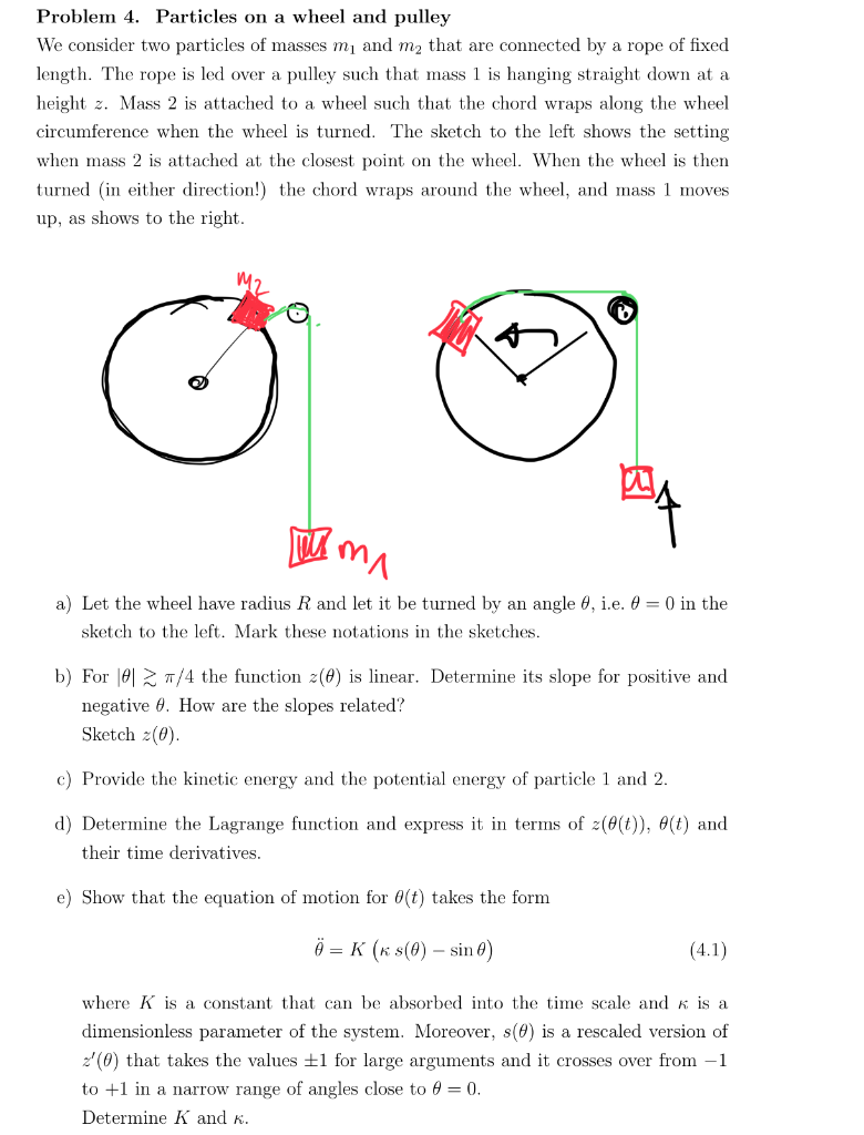 Solved Problem 4. Particles on a wheel and pulley We | Chegg.com