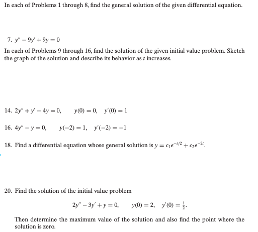 Solved In each of Problems 1 through 8, find the general | Chegg.com