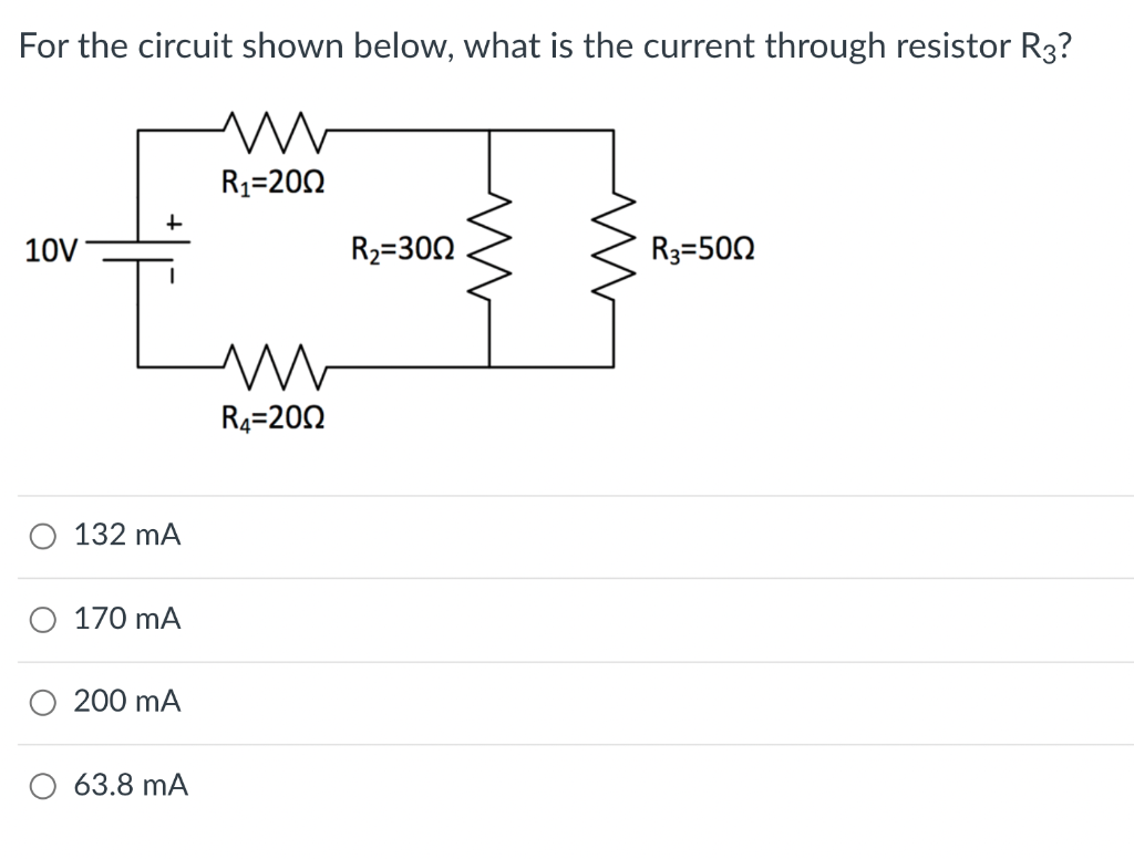 Solved For the circuit below, what is the current through | Chegg.com
