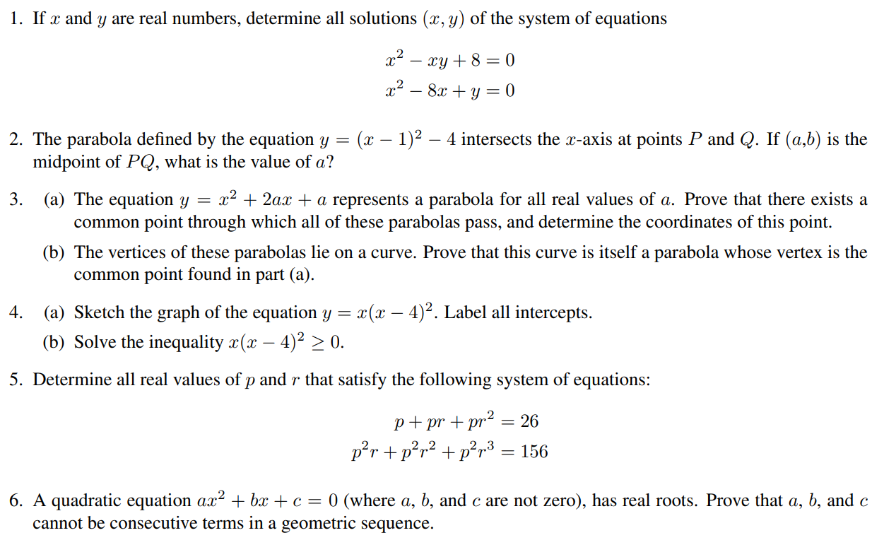 Solved 1. If x and y are real numbers, determine all | Chegg.com