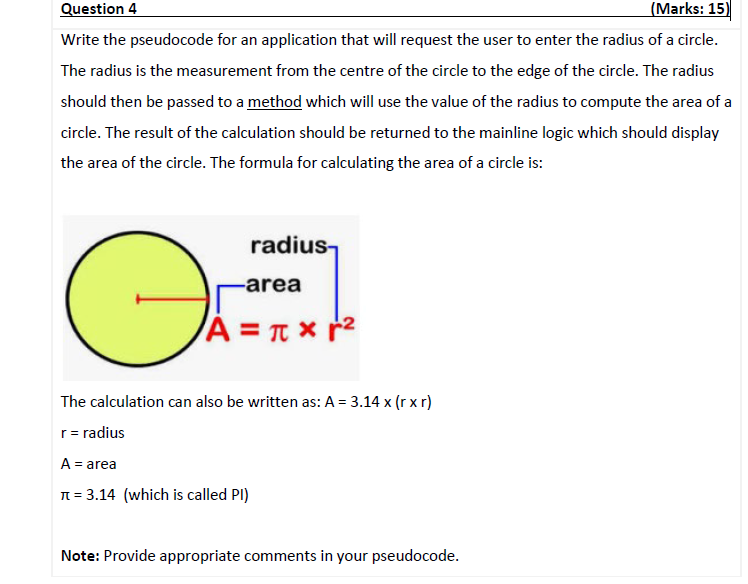 Solved Question 4 (Marks: 15) Write the pseudocode for an | Chegg.com